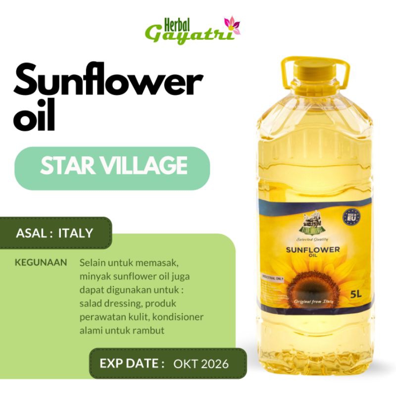 Jual Star Village Minyak Biji Matahari / Sunflower Oil 5 Liter | Shopee ...