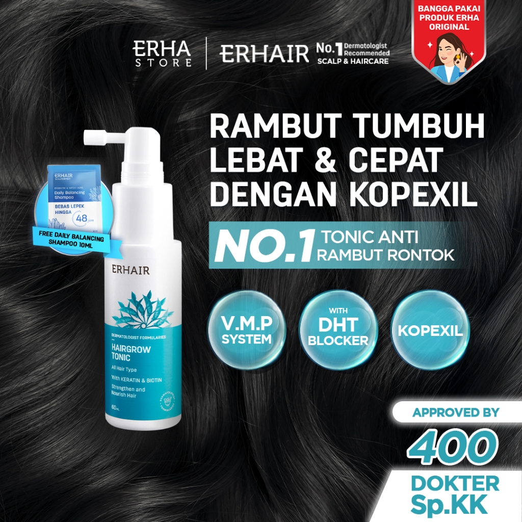 Jual [BEST SELLER TONIK RONTOK] ERHAIR HairGrow Tonic with Kopexil 60ml ...