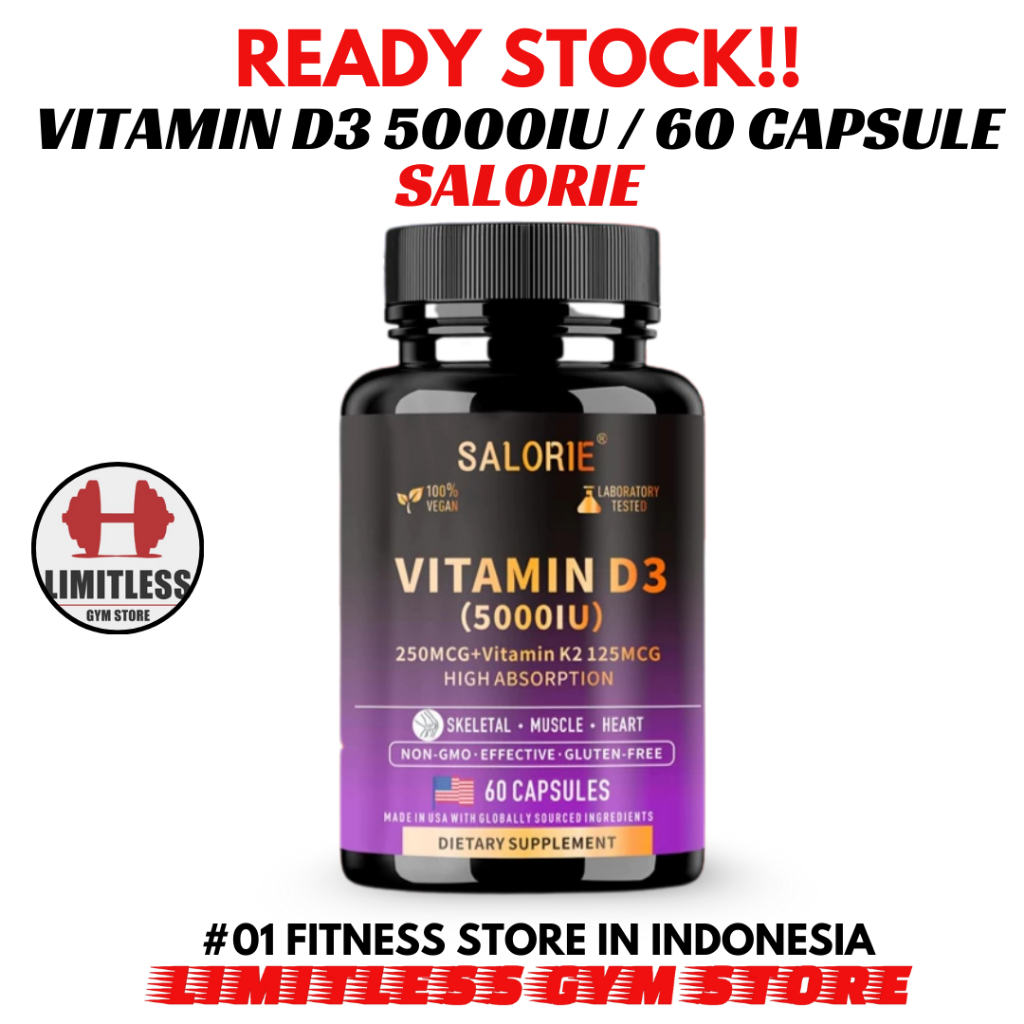 Jual (PROMO!) Salorie USA Vitamin D3 5000 IU 60 Kapsul With K2 125Mcg ...