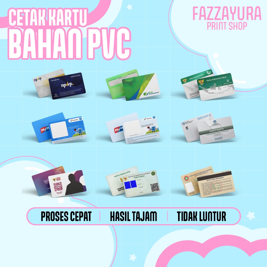 Jual Cetak Kartu ID CARD/KARTU Bahan PVC Bisa Satuan Anti Luntur Tebal 2 SISI | Shopee Indonesia