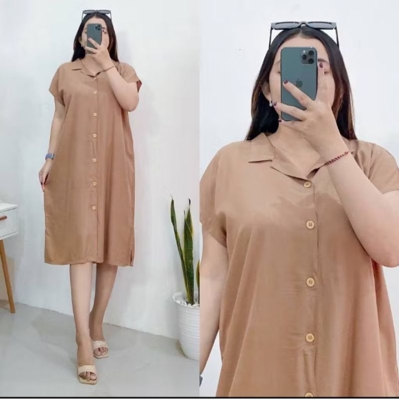 Jual Daster wanita kekinian bhan halus dan tebal dres polos ful kancing ...