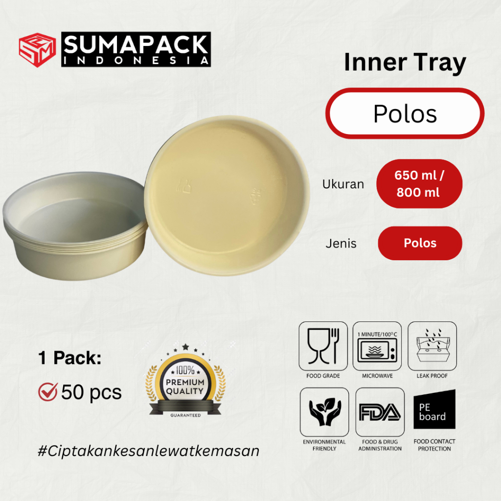 Jual (1Pack isi 50pcs) Inner tray Paper Bowl | Inner Sekat Iner Polos ...