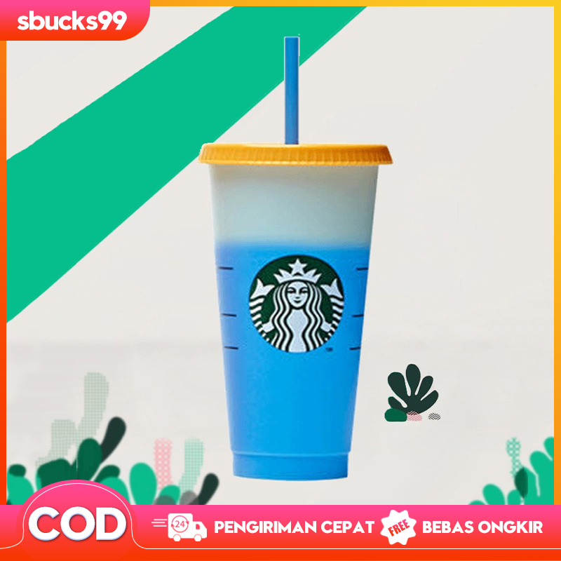 Jual Tumbler Starbucks 709ml Color Changing Cups Biru Berubah Warna ...