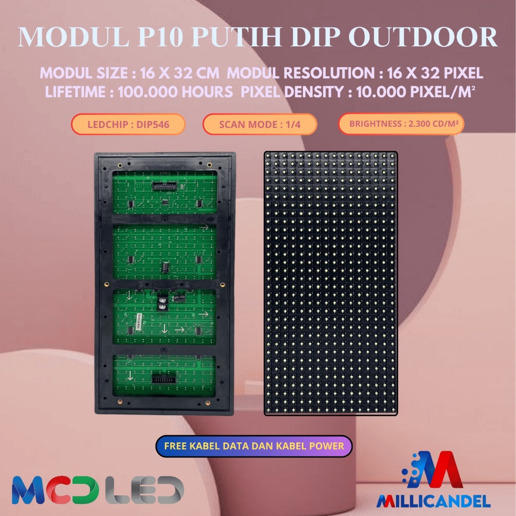 Jual PANEL MODUL MODULE LED P10 PUTIH DIP 6 BAUT OUTDOOR | Shopee Indonesia