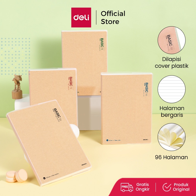 Jual Deli buku notebook sampul plastik B5 96 lembar, desain kecil dan ...