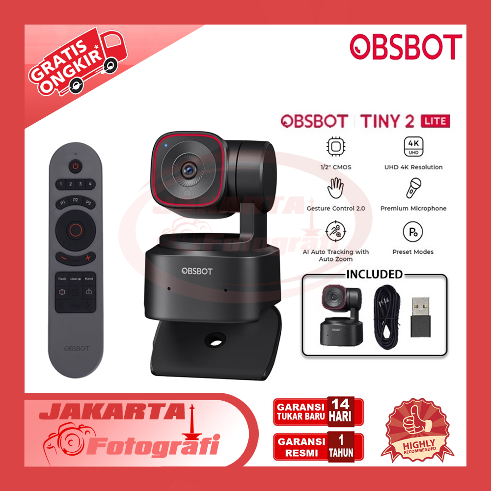 Jual OBSBOT Tiny 2 LITE AI-Powered PTZ 4K Webcam With Remote Control 2 ...