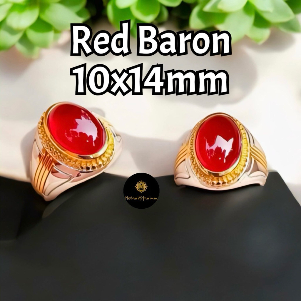 Jual Cincin Batu Red Baron HQ 10x14mm Ring Titanium | Shopee Indonesia