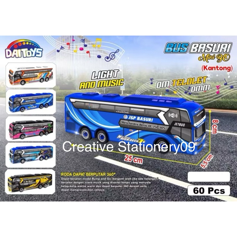 Jual Bus BASURI MINI BO / Mainan Bus Anak Lagu dan Lampu Bump&Go / Bus ...