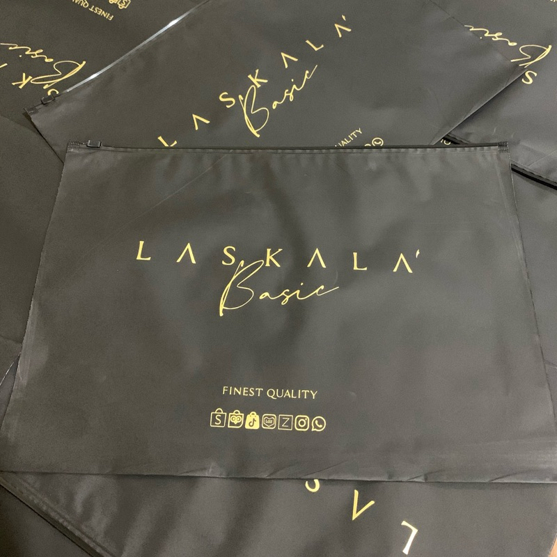 Jual Zipper bag uk 24x35 cm custom logo Storage Bag Hitam Matte Custom ...