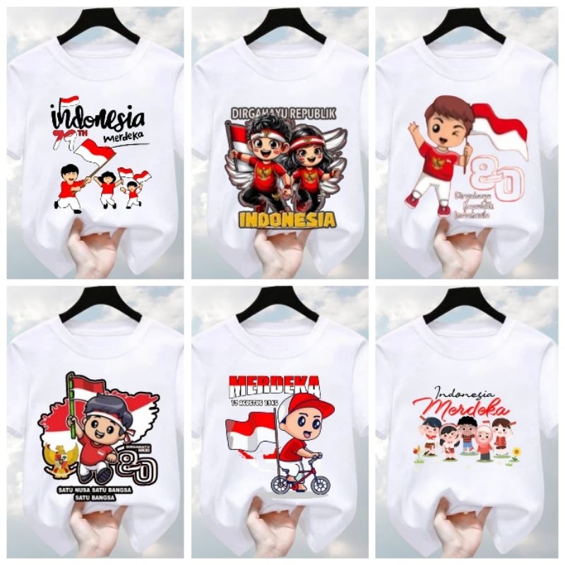Jual TOM SHIRT Kaos Kemerdekaan HUT RI Dirgahayu 80 Anak Cewek Cowok | Shopee Indonesia