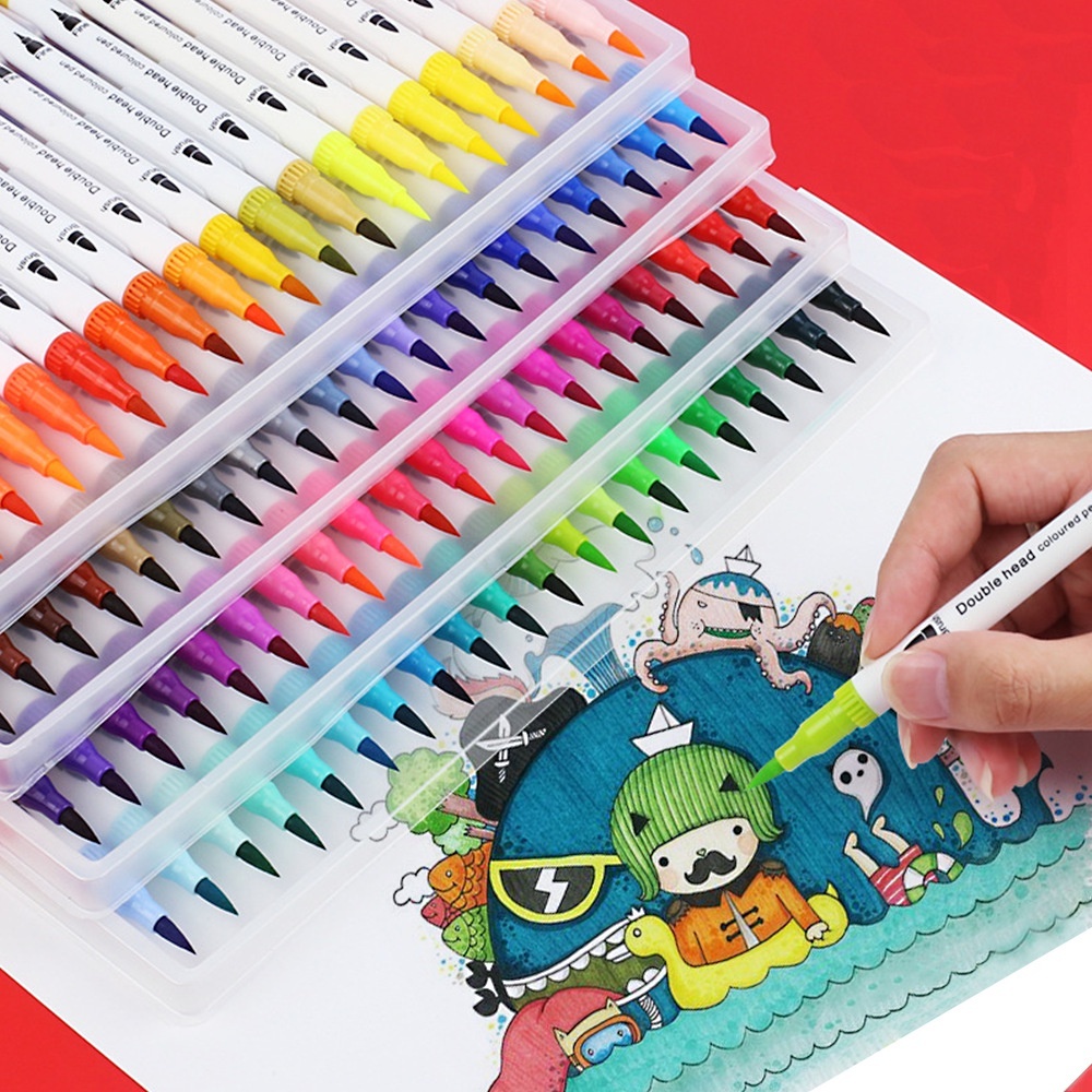 Jual Ay00! [DOTDING] 12/24/36/48/60/80 Spidol Warna Set Brush Pen ...