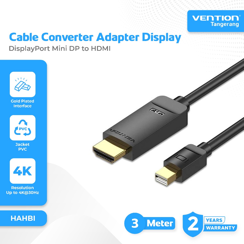 Jual Vention Kabel Converter DisplayPort Mini DP to HDMI 4K 30Hz Mini DP to HDMI Cable 3 M 3 ...