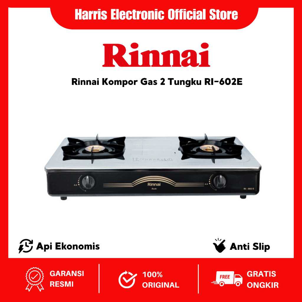 Jual Rinnai Kompor Gas RI-602E 2 Tungku Garansi Resmi | Shopee Indonesia