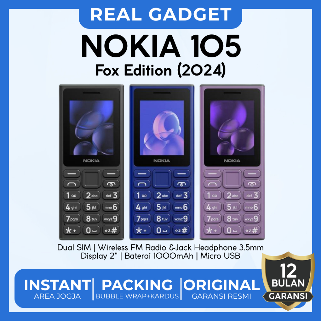 Jual Nokia 105 Dual SIM Leda Edition Fox Edition 2023 2024 MURAH GARANSI RESMI | Shopee Indonesia