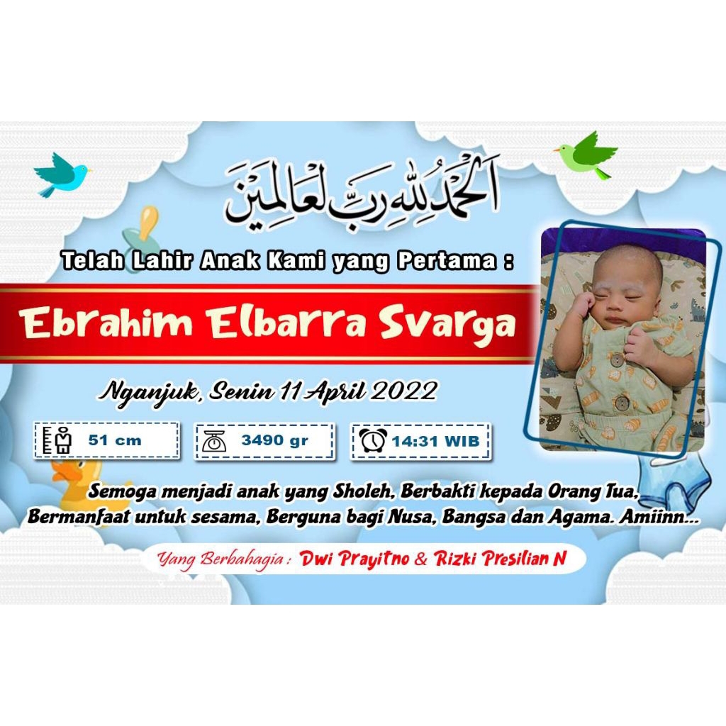 Jual Banner Bayi / New Born / Spanduk Kelahiran Bayi / Spanduk Nama ...