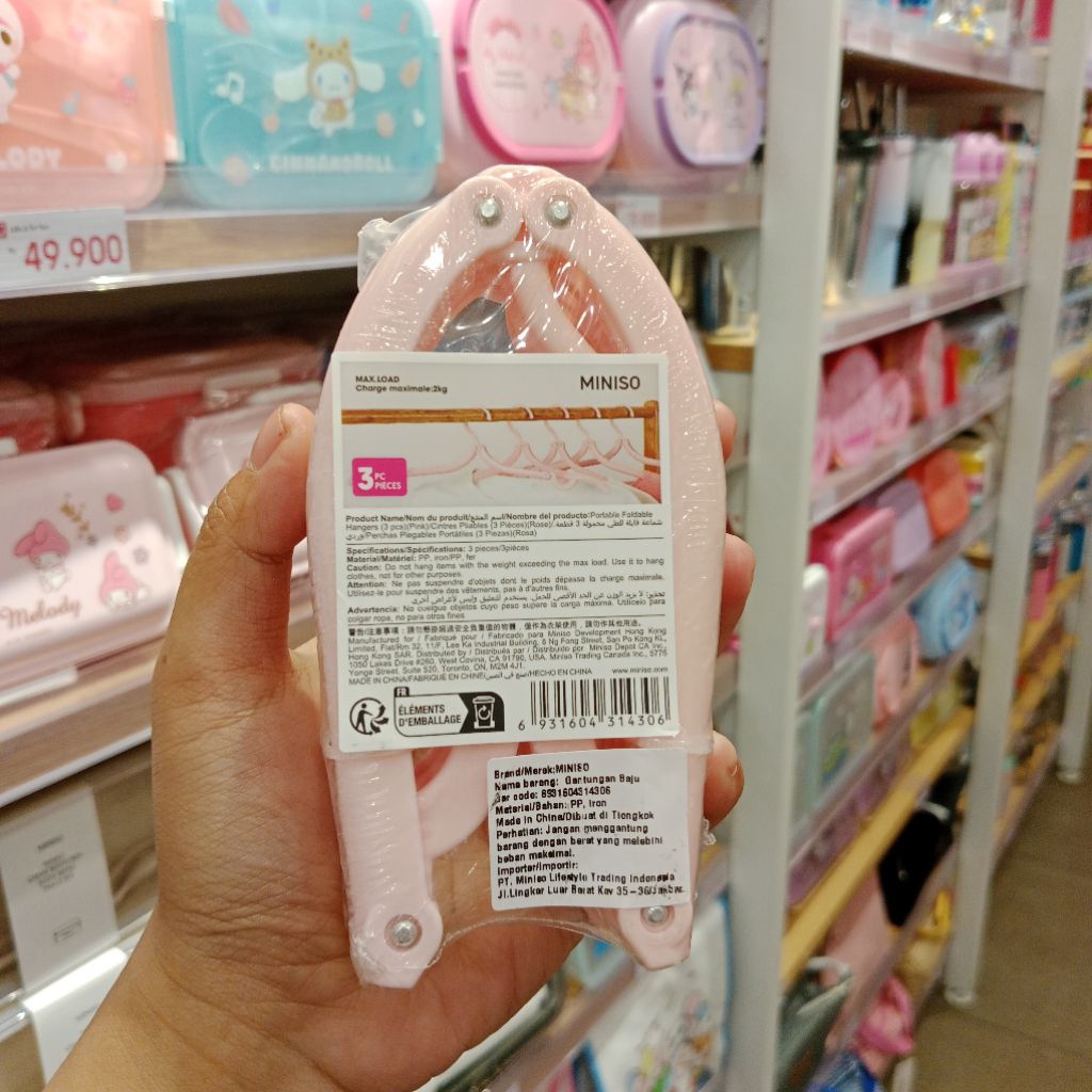 Jual Miniso Portable Foldable Hangers (3 pcs)(Pink & Beige) | Shopee ...