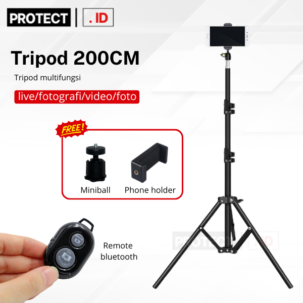 Jual Tripod Bluetooth Remote 2 Meter Tripod hp anti goyang with holder ...