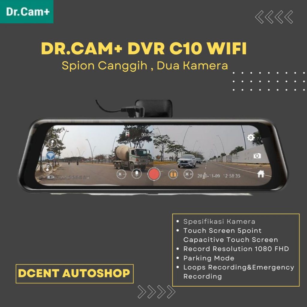 Jual DR.Cam+ C10 WIFI Alpha Dashcam Spion DVR Mobil 9.3" - Streaming ...