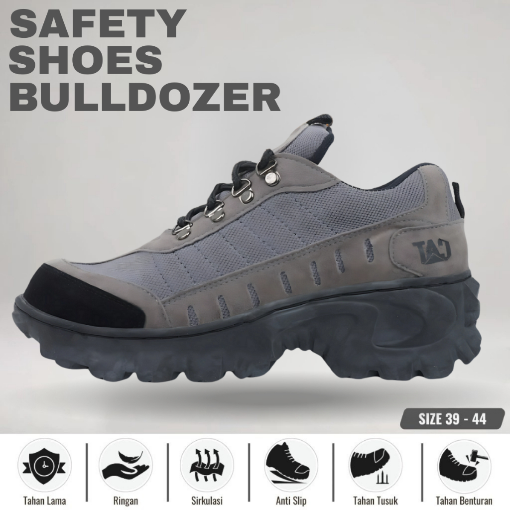 Jual Sepatu Safety Pria Boots Bulldozer Hitam Abu Tan - Shoes Men's ...