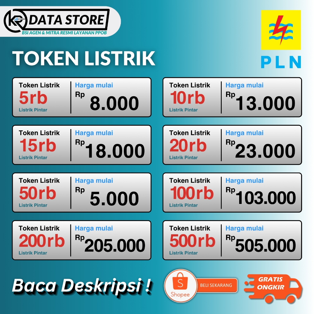 Jual Token Listrik PLN Resmi Mulai 5rb - 500rb | Proses Cepat & Aman | Solusi Mati Listrik ...