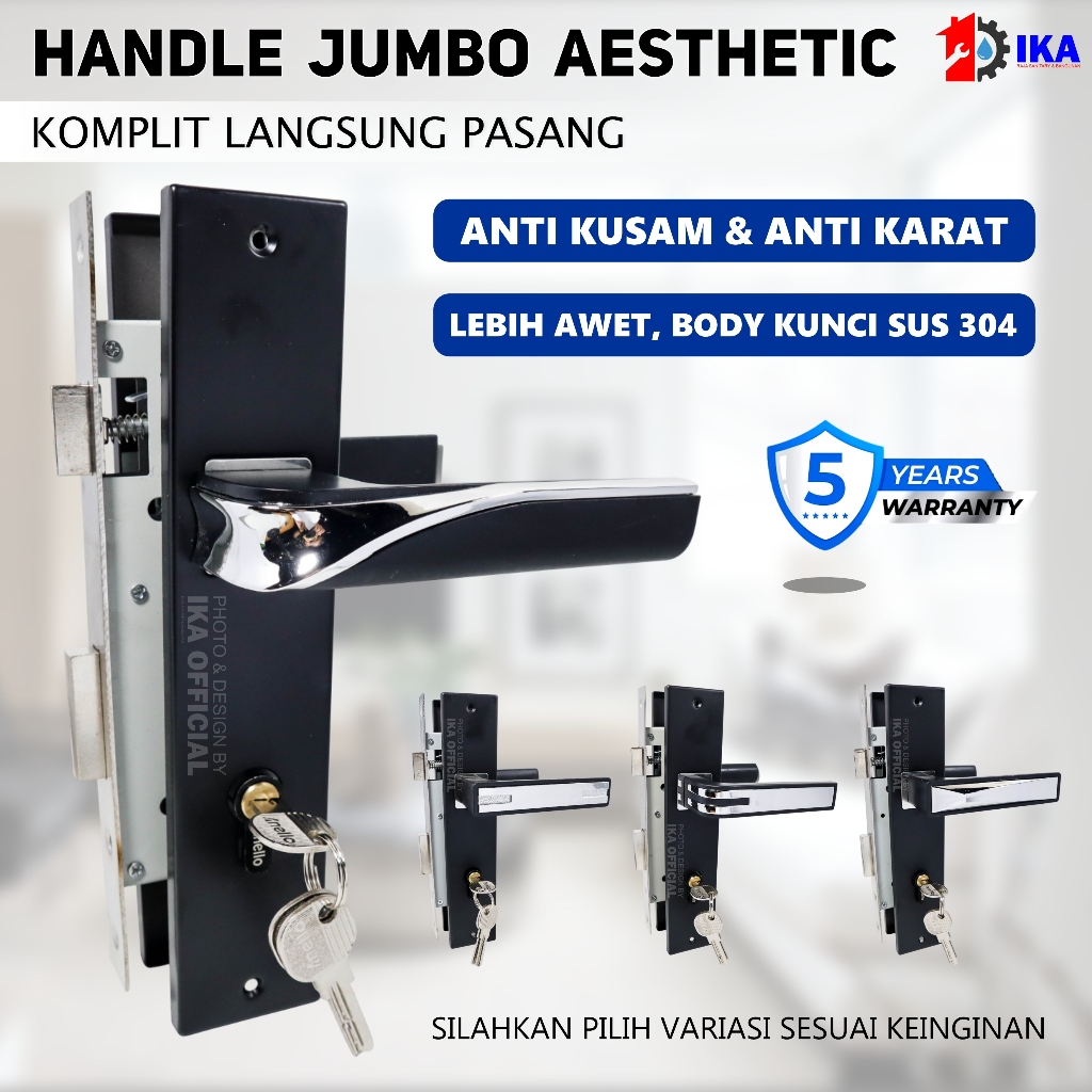 Jual Kunci Pintu Besar BLACK SERIES / Handle Pintu Besar HITAM /Handle ...