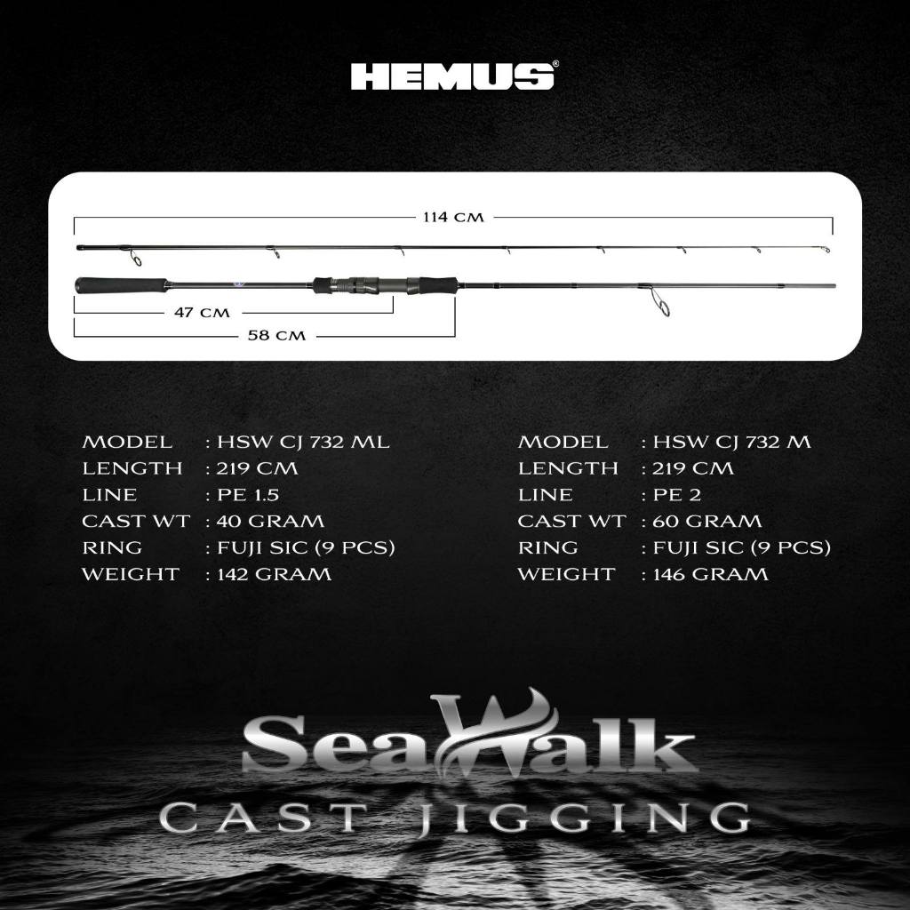 Jual Rod SPINNING HEMUS CAST JIGGING SEAWALK (FULL FUJI SIC) | Shopee Indonesia