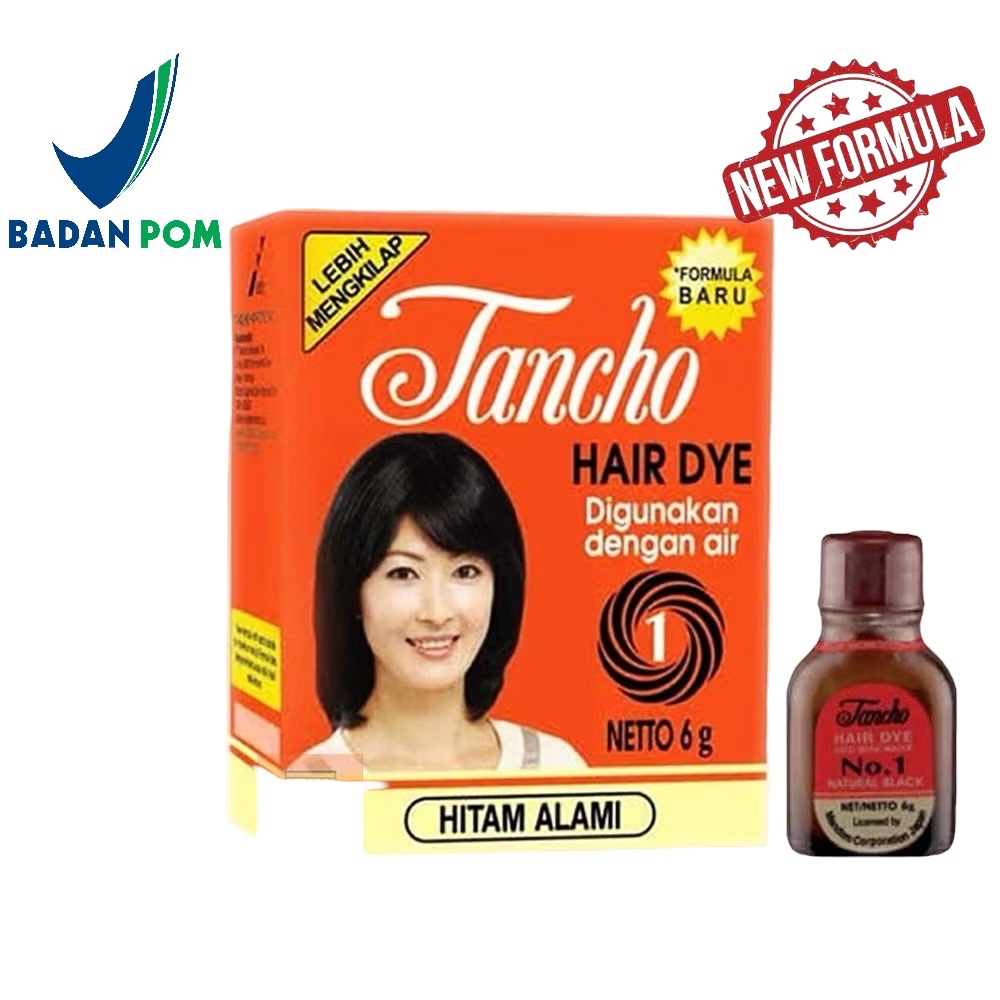 Jual Tancho Hair Dye 6gram Bubuk Hitam Berkilau Alami Formula baru ...