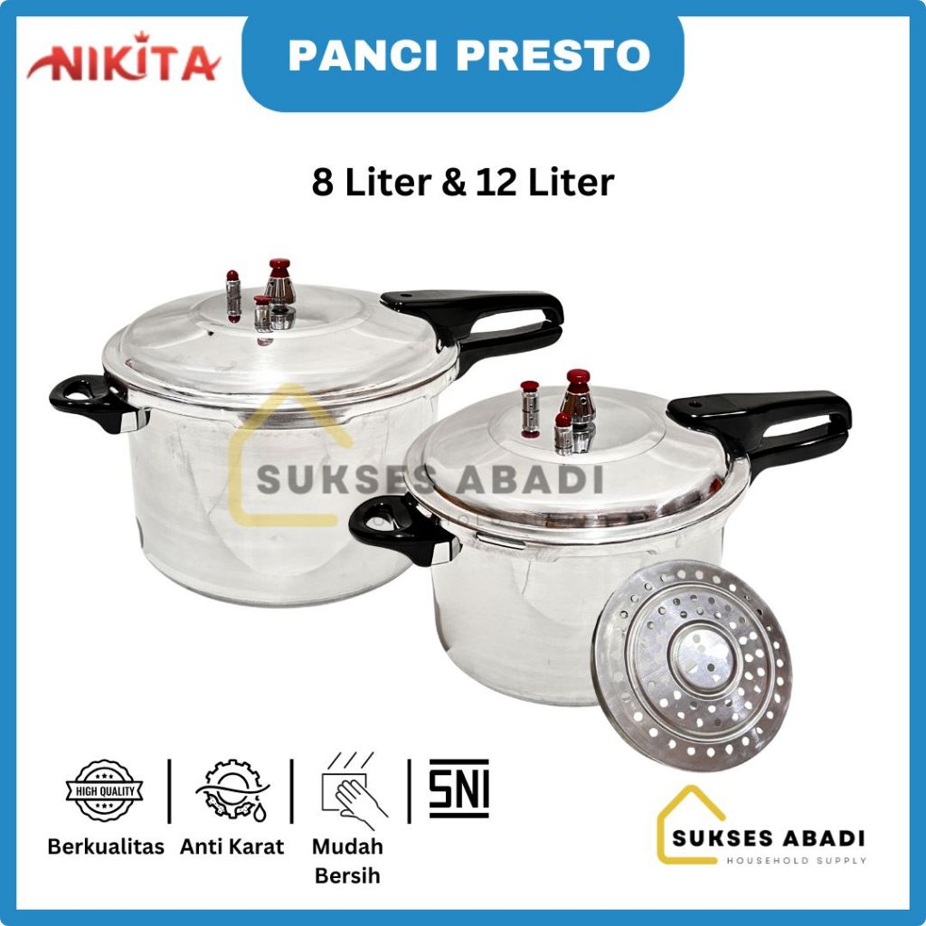 Jual PANCI PRESTO 8 & 12 LITER ALUMINIUM NIKITA / PRESSURE COOKER / PRESTO DAGING / PANCI KUKUS ...