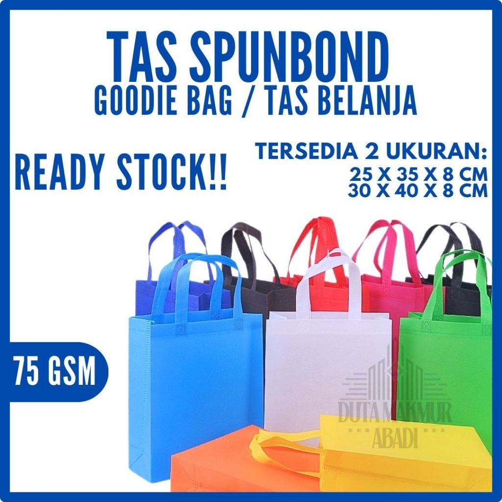 Jual Spunbond Goodie Bag/ Tas Belanja Model Tali Handle Lipat Samping ...