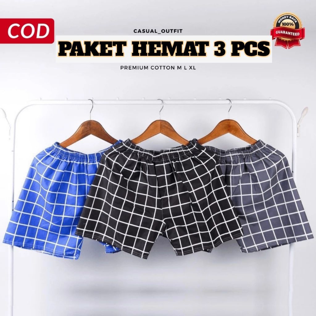 Jual Celana Boxer Pria Wanita Paket 3 Pcs Boxer Unisex Cowok Cewek ...