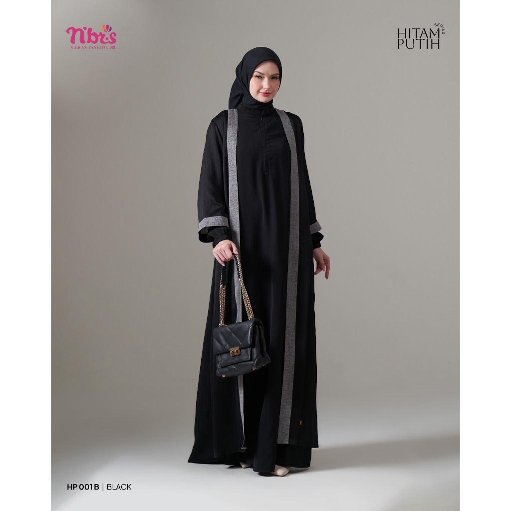 Jual Nibras - Abaya Gamis Wanita Hitam Haji Umroh Lebaran Idul Adha Dress HP 001B | Shopee Indonesia