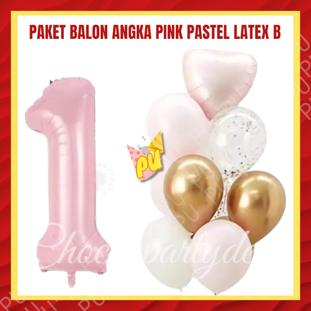 Jual Paket Balon ANGKA PINK PASTEL LATEX B / Dekorasi Ulang Tahun Angka ...