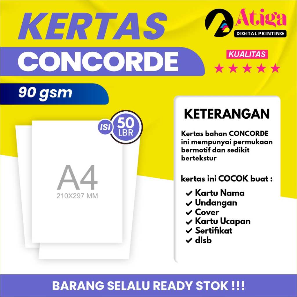Jual Kertas Concorde 90gsm / 200gsm uk. A4 cocok unt. Sertifikat Piagam ...