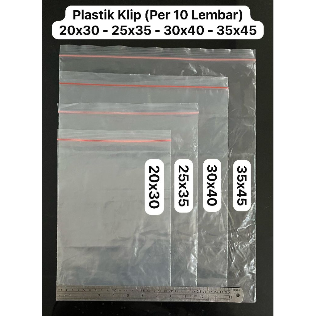 Jual (10PCS) Plastik Klip Bening Ukuran 20x30 - 25x35 - 30x40 - 35x45 ...