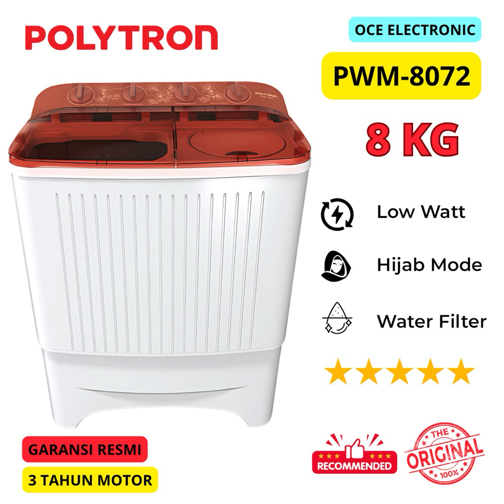 Jual MESIN CUCI 2 TABUNG POLYTRON PWM-8072 8 KG [GARANSI RESMI ...