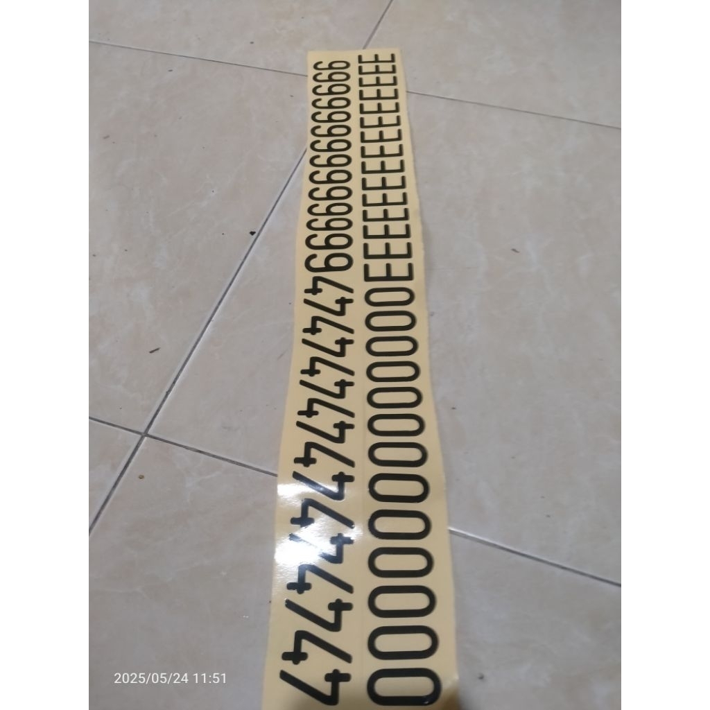 Jual Cutting sticker Untuk plat Angka/Nomor/Tahun Perbaris Panjang 60cm ...