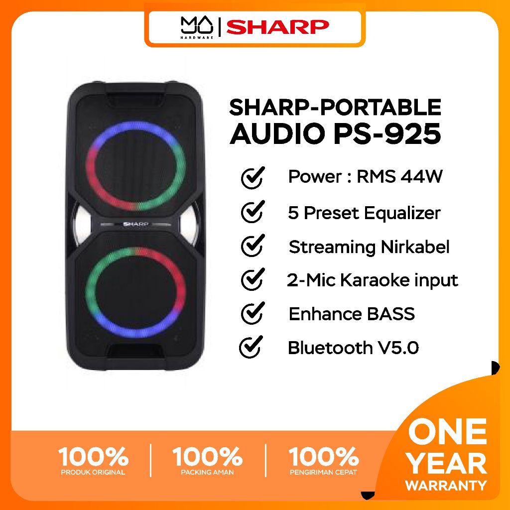 Jual SHARP Portable Party Speaker PS 925 / PS925 / Speaker Bluetooth PS ...