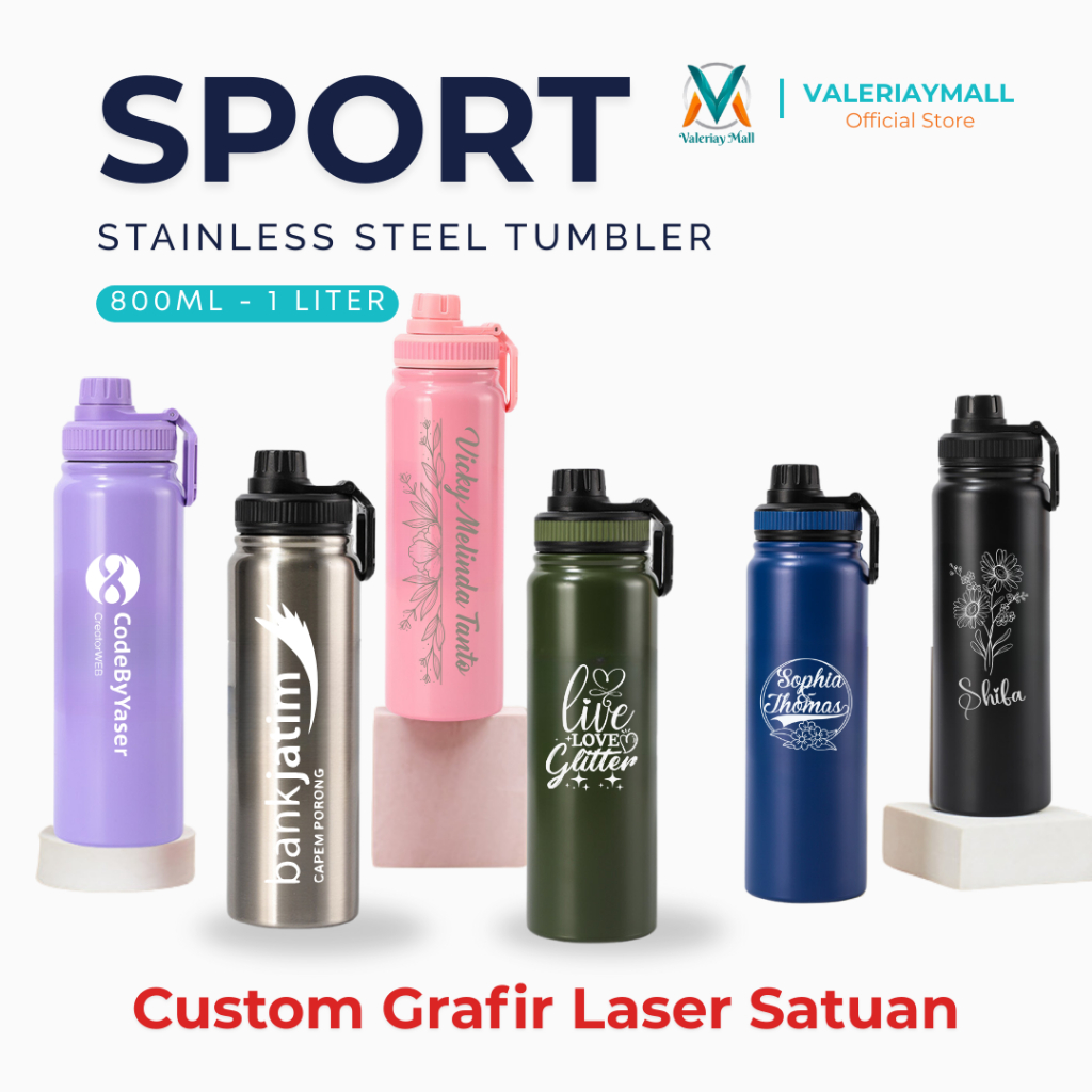 Jual Tumbler Stainless 1 Liter Botol Minum Tahan Panas Dingin Sport ...