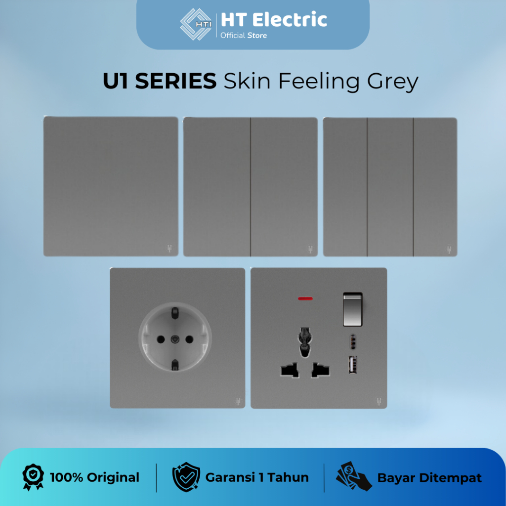 Jual HT Electric - Saklar Lampu Frameless U1 Grey & Stop Kontak Dinding ...