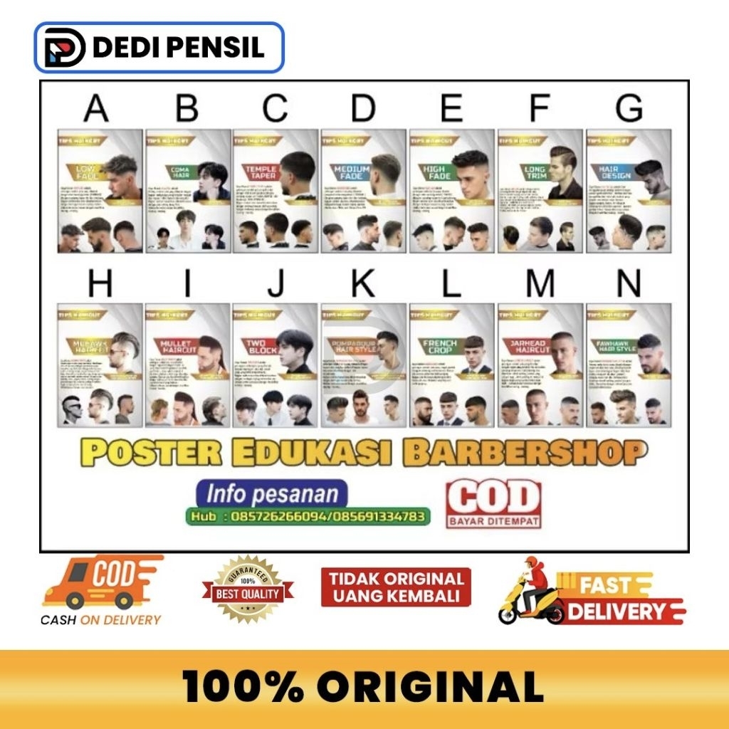 Jual Poster Edukasi Barbershop Poster Edukasi Model Rambut Pria Vol. 2 ...