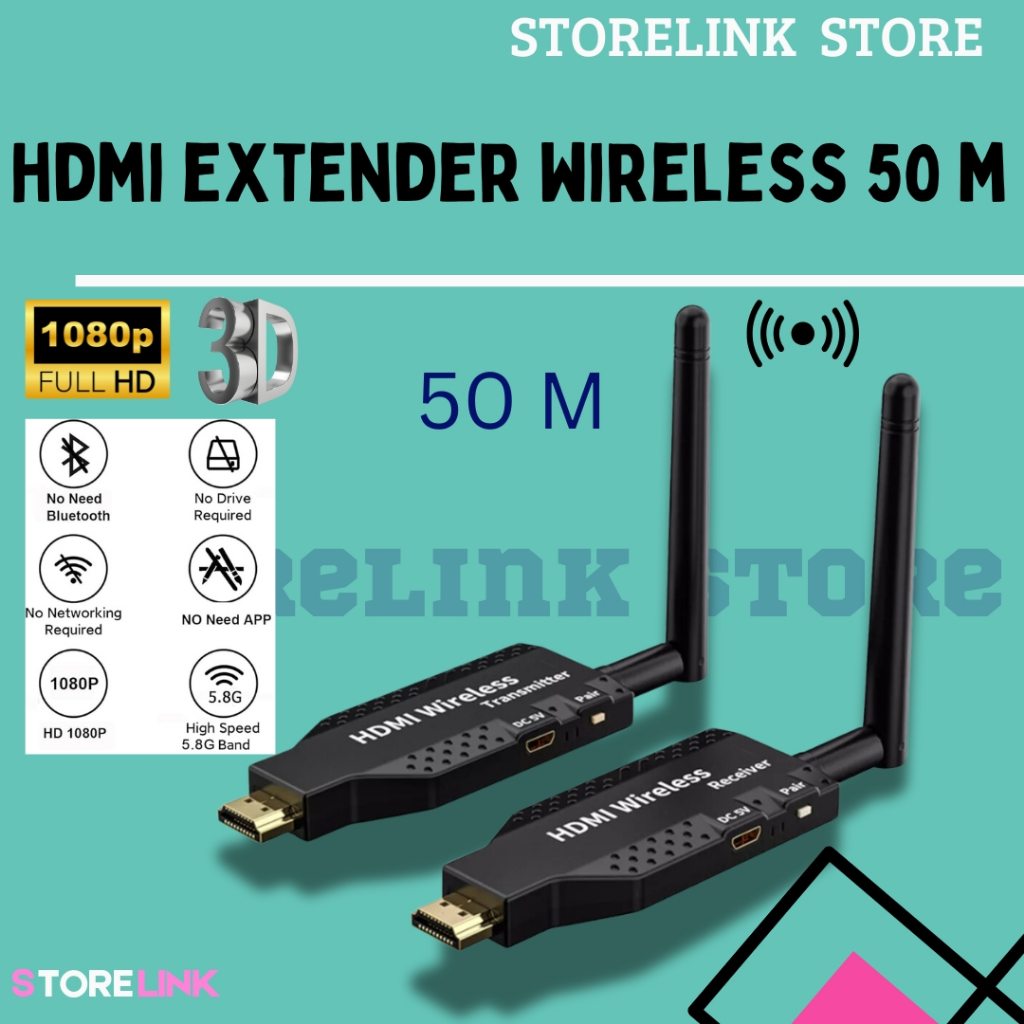 Jual WIRELESS VIDEO HDMI TRANSMITTER RECEIVER EXTENDER DISPLAY 50M ...