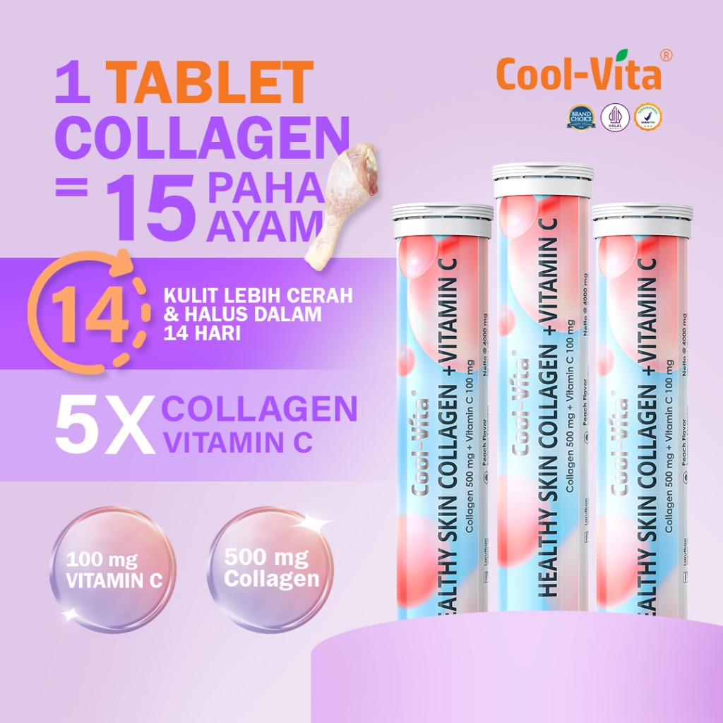 Jual Collagen Tablet Glow Up 3 Tube Isi 60 Coolvita – Suplemen Kolagen untuk Kulit Cerah ...