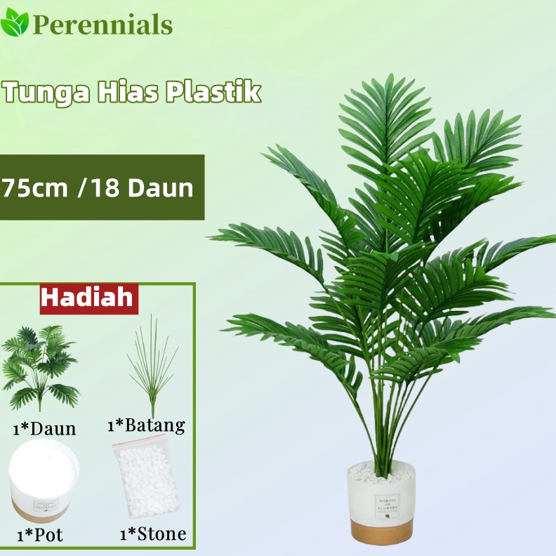 Jual Shipping at 24H 18 Daun 75cm Pohon pinang Daun Palem Kipas Tanaman ...
