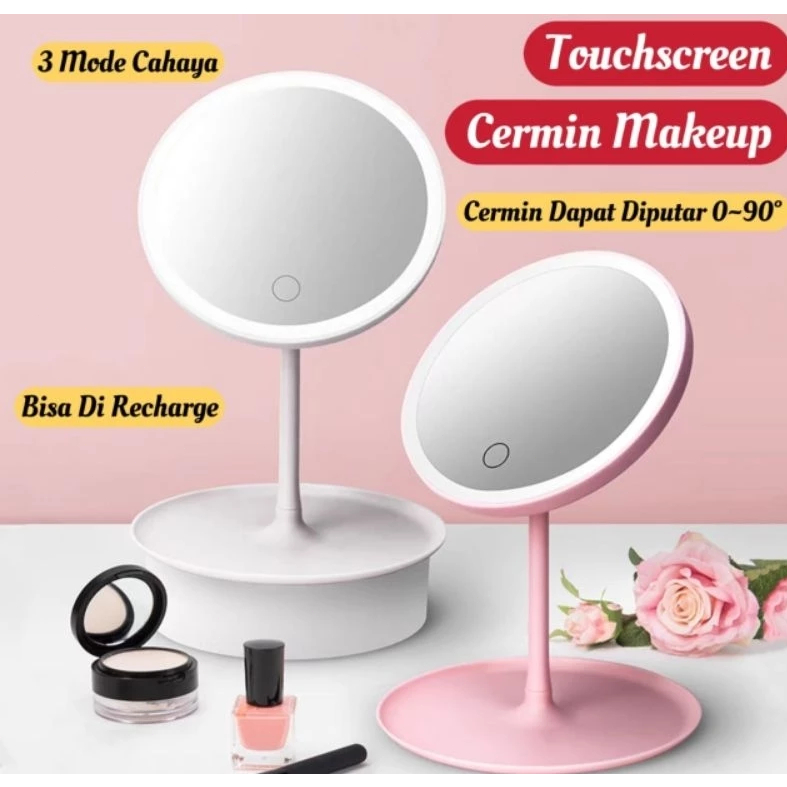 Jual Cermin Makeup Mirror LED Light Tombol Touch Screen Aesthetics ...