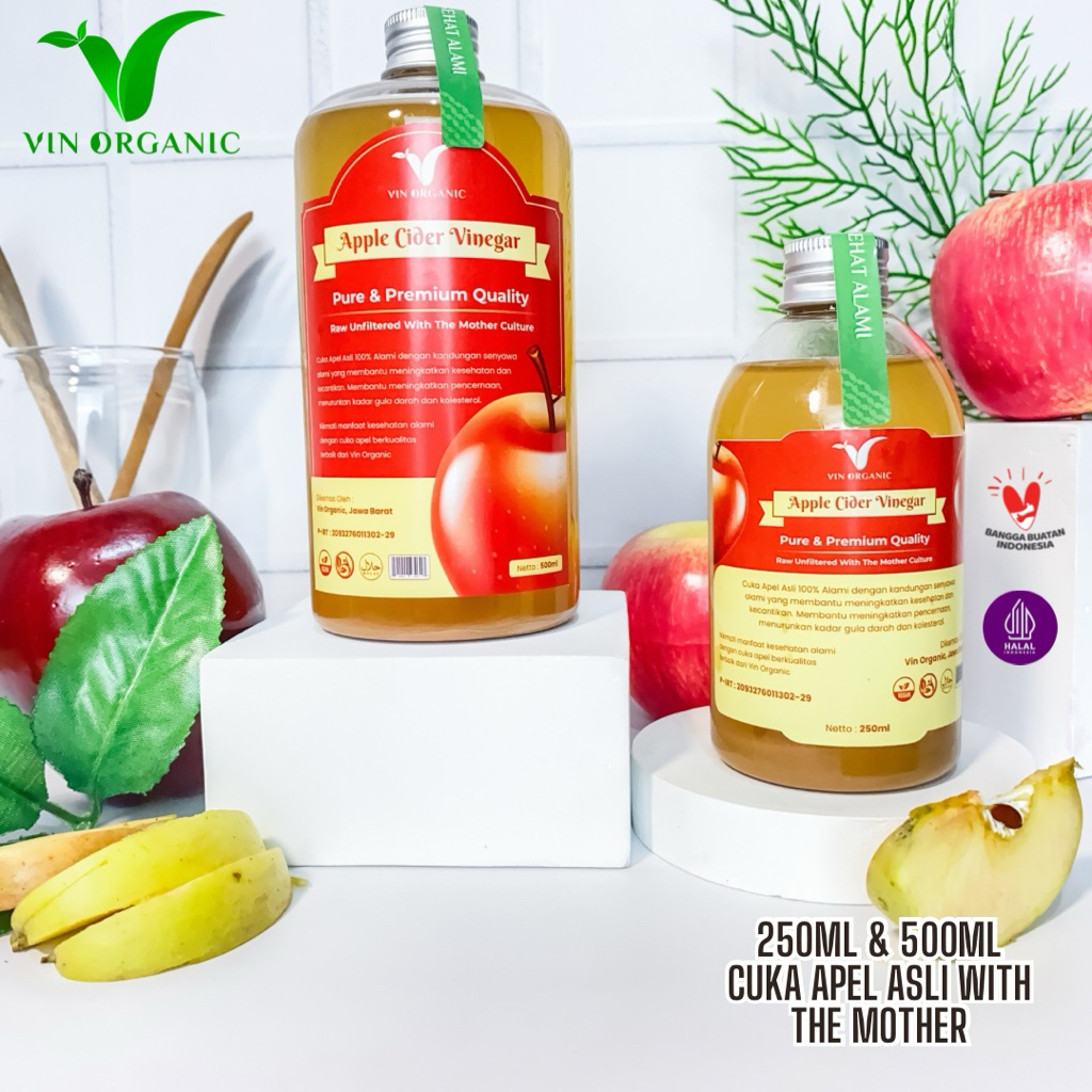 Jual VIN ORGANIC Apple Cider Vinegar With The Mother 250ml & 500ml ...