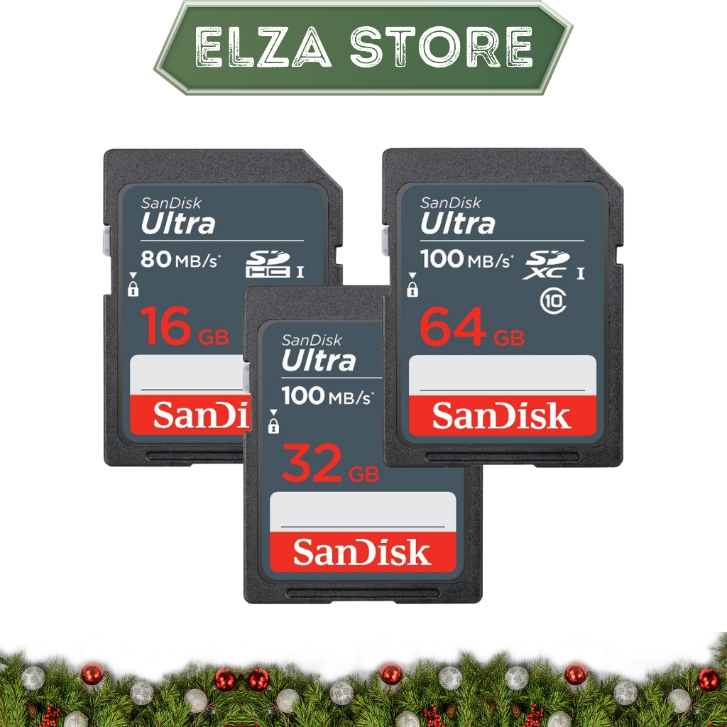 Jual SD Card 16GB 32GB 64GB SanDisk Ultra UHS-I Class 10 up to 100Mbps | Shopee Indonesia