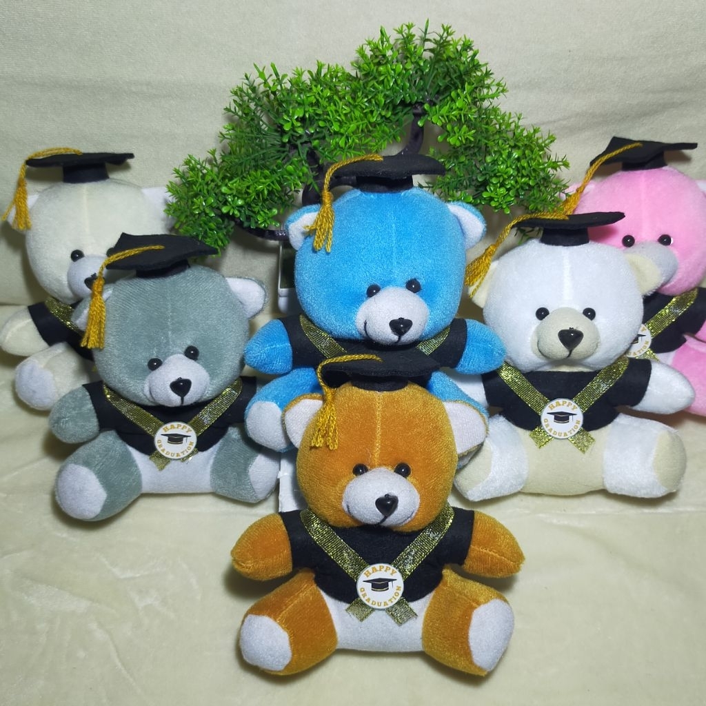 Jual boneka bruang 15cm logo happy graduation buket/teddy wisuda ...