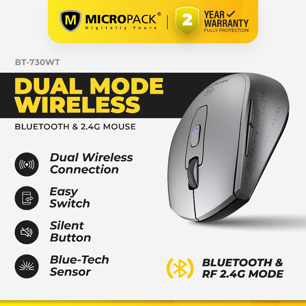 Jual 100% ORIGINAL MICROPACK BLUE TECH MOUSE WIRELESS BLUETOOTH SILENT CLICK INSPIRE METAL ...