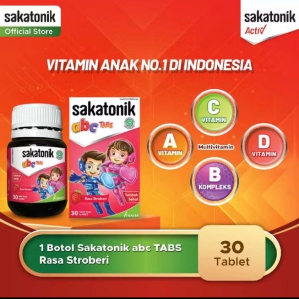 Jual Sakatonik ABC Stawberry 30 Tablet -(Multivitamin Tumbuh Kembang ...