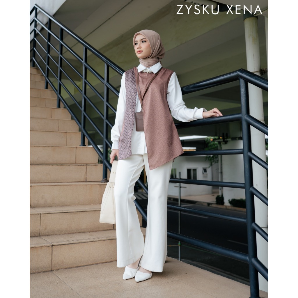 Jual Zysku Xena | Seraz Shirt | Kemeja Polos Kantor Wanita Lengan Panjang Kombinasi Motif Batik ...